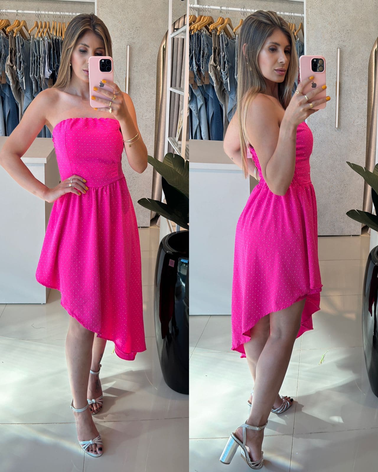 Vestido Brilho Ponta Rosa - Verycoll
