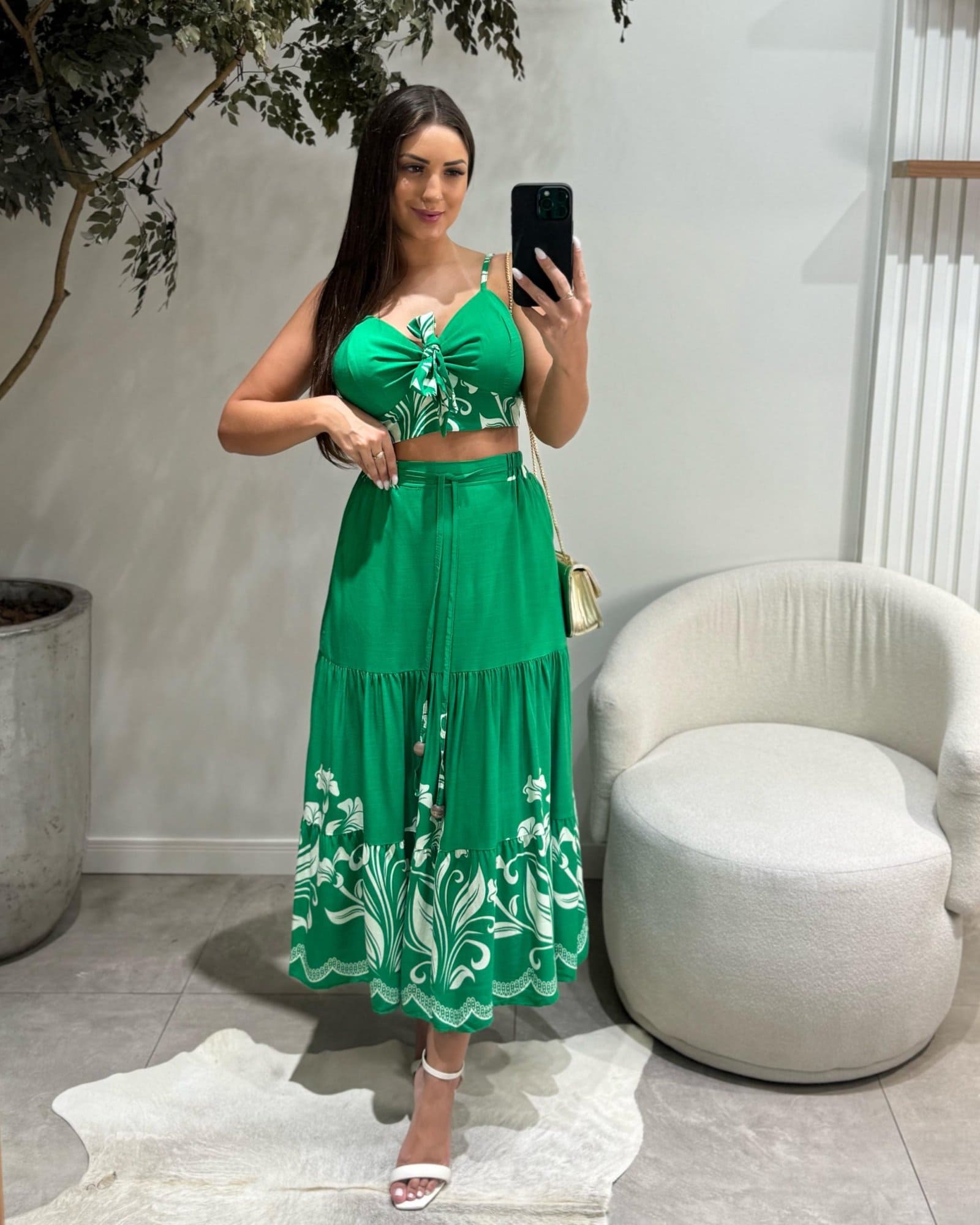 Conjunto Viscolinho Luane Saia Verde - Verycoll