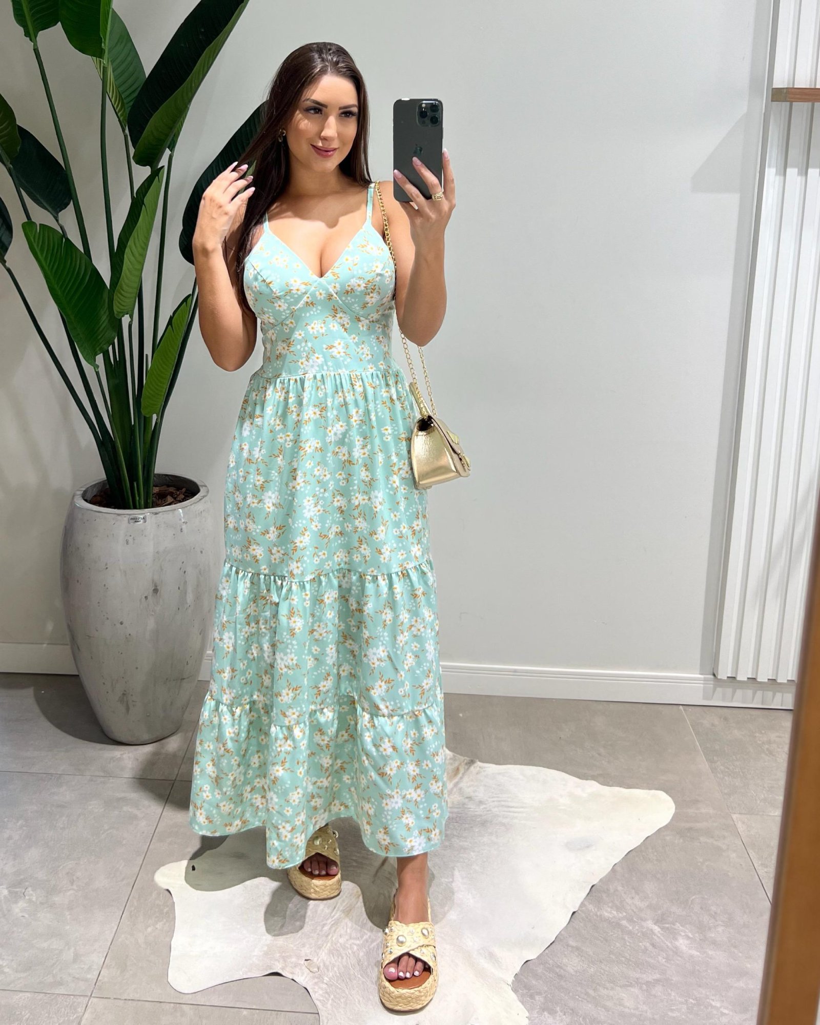 Vestido Alça Flor Nadia Verde - Verycoll