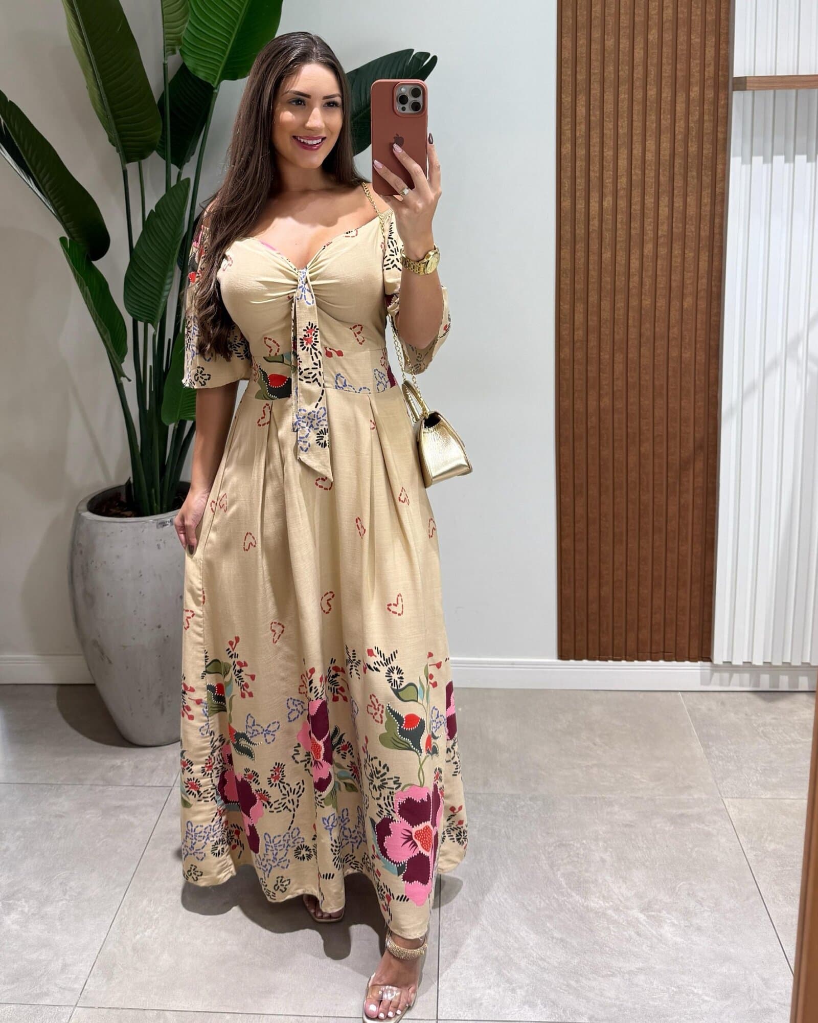 Vestido Longo Maya Manguinha - Verycoll